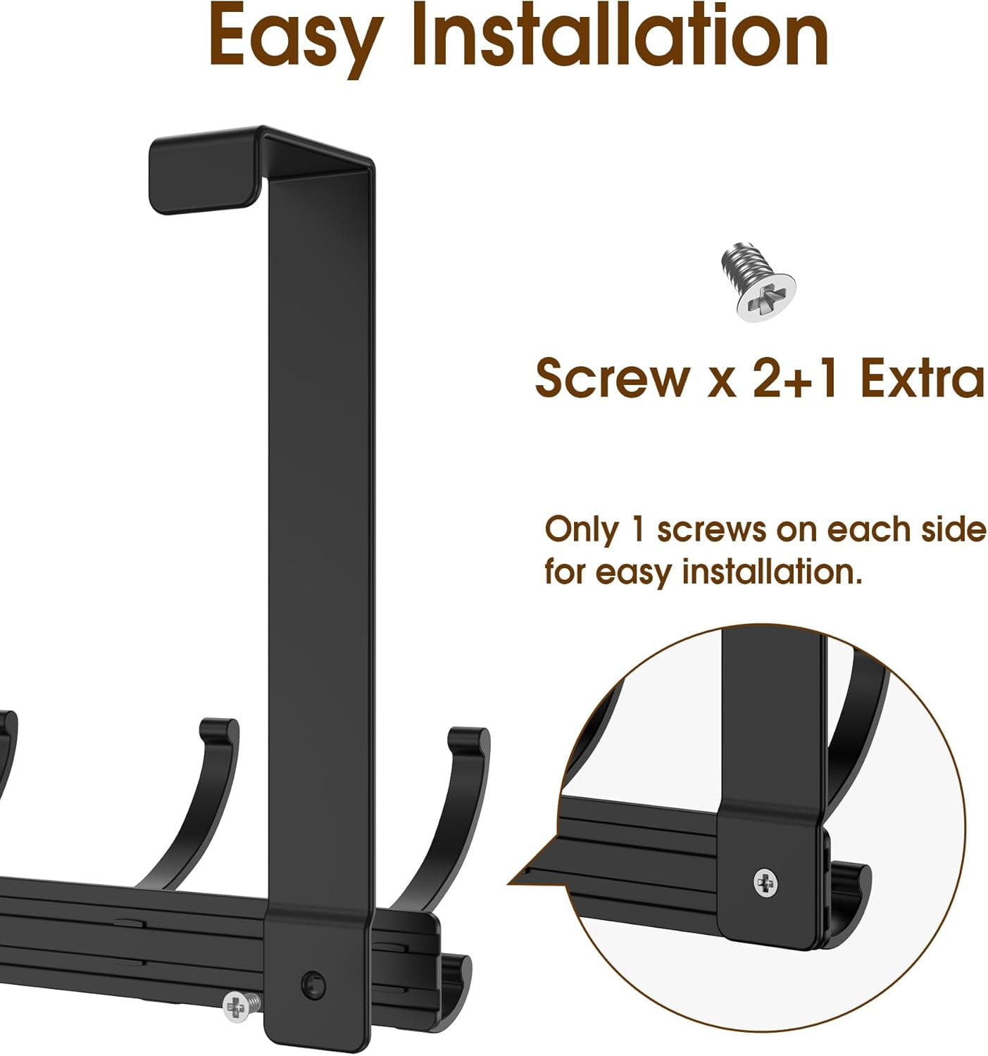 KALOMB-Over The Door Hooks Hanger with Extended Arms, Fit 1 3/8" Door ...