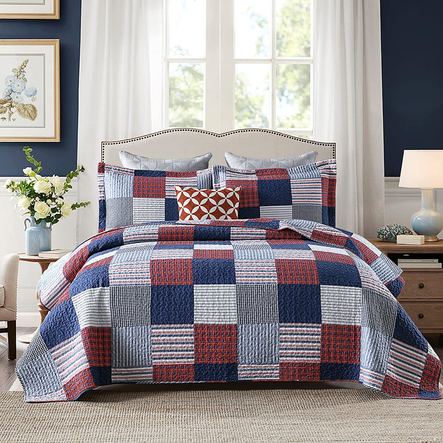 KALOOLA Quilts Queen Size 100% Cotton Queen Quilt Bedding Set Farmhouse ...