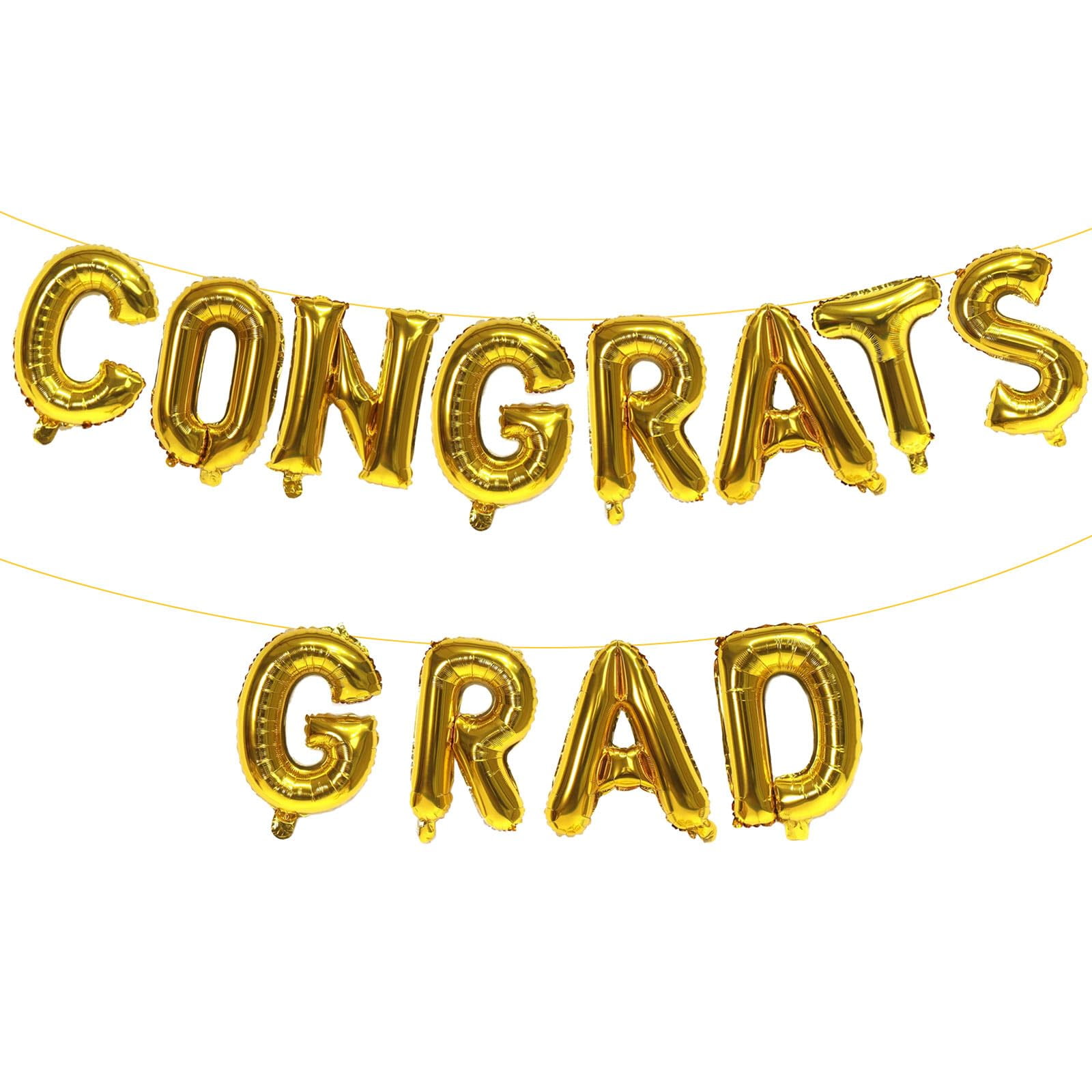 KALOR 16 Inch Gold Congrats Grad Banner Balloons, Gold Congrats Grad ...