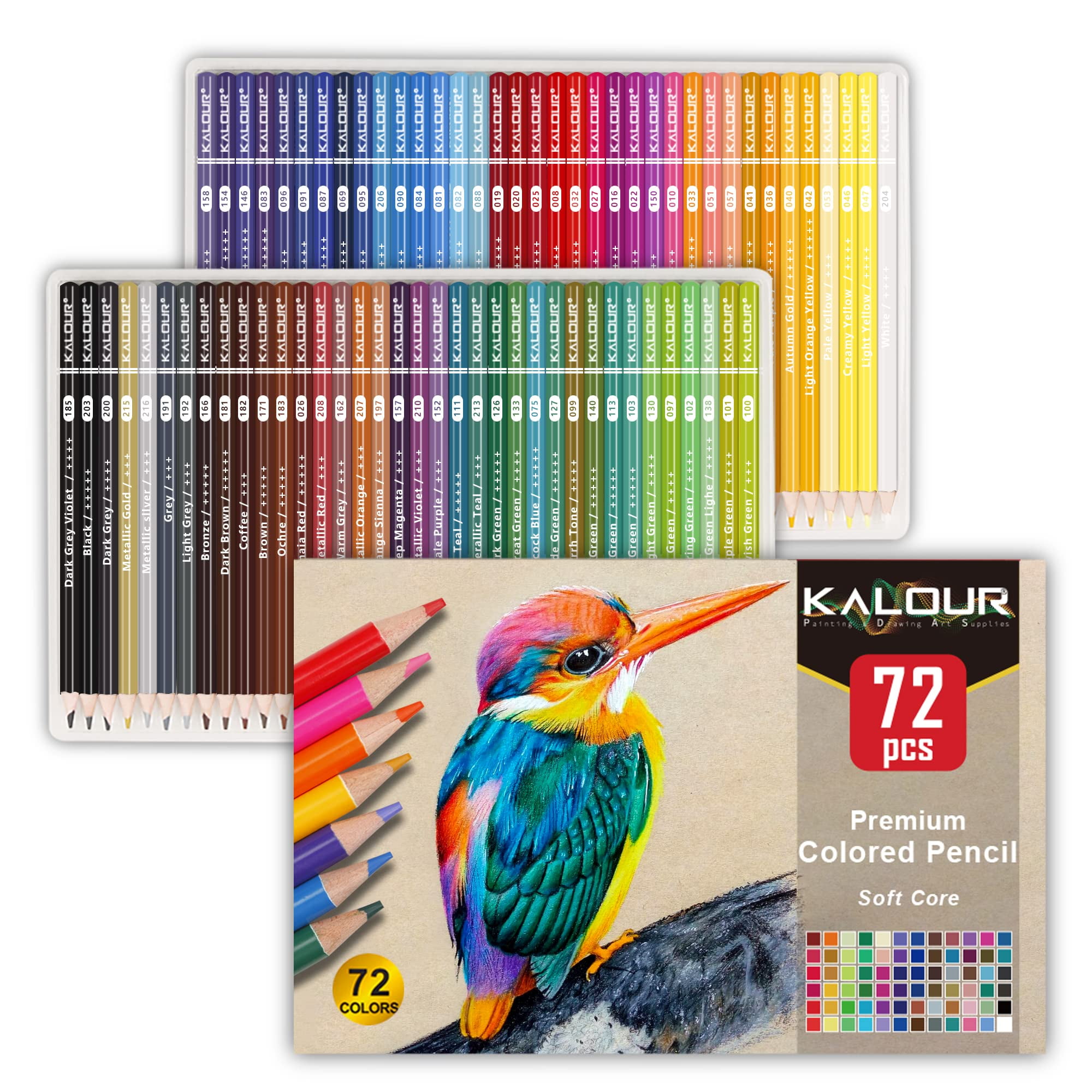KALOUR 72 CountTRDN Colored Pencils for Adult Coloring Books, Soft Core ...