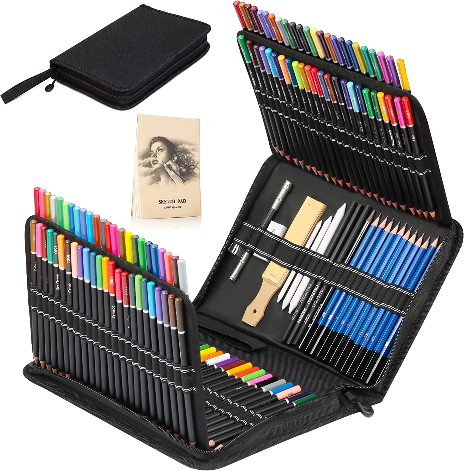 KALOUR 76pc Art Supply Set - Sketching & Drawing Kit with Tutorial Book ...