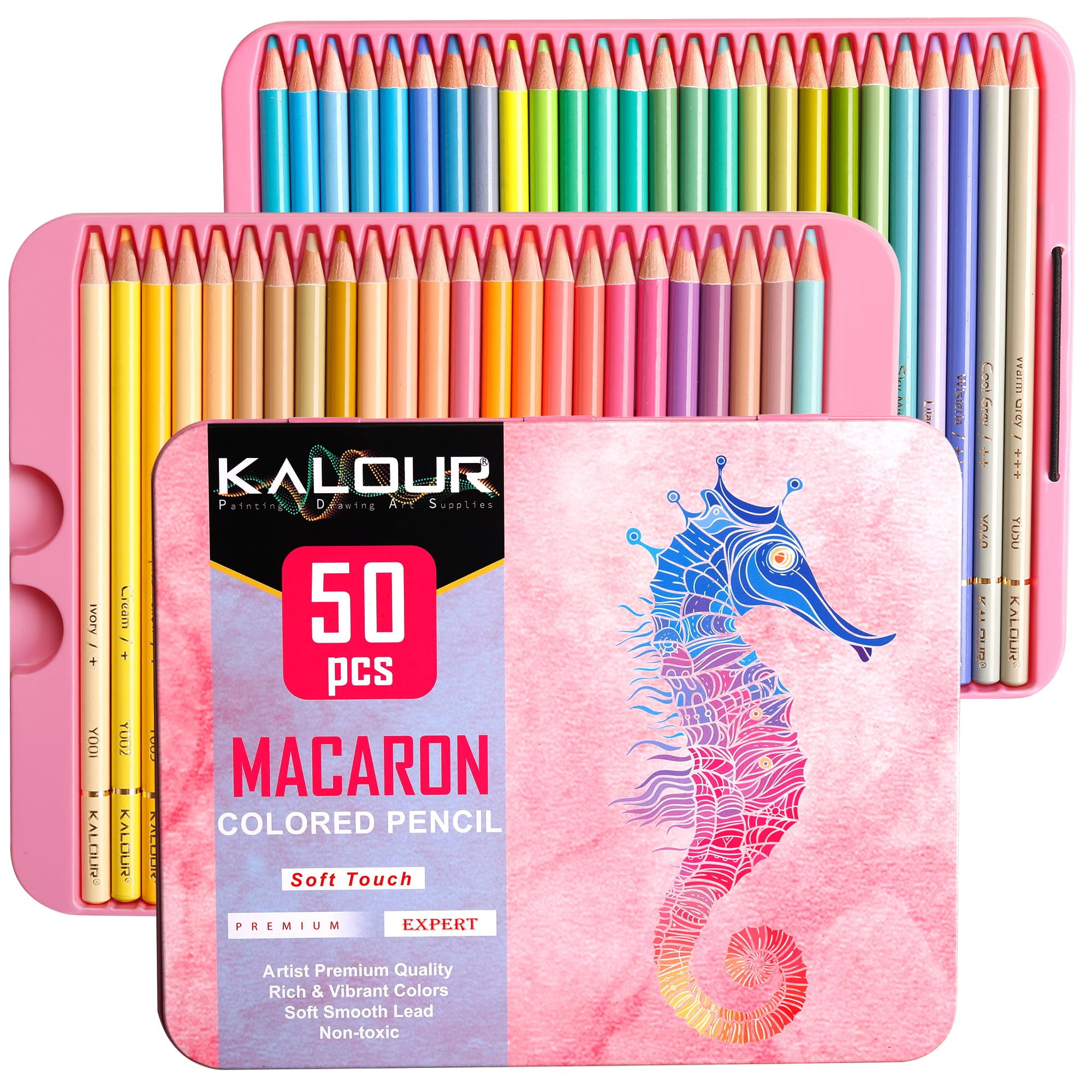 KALOUR Macaron PastelTRDN Colored Pencils,Set of 50 Colors,Artists Soft ...