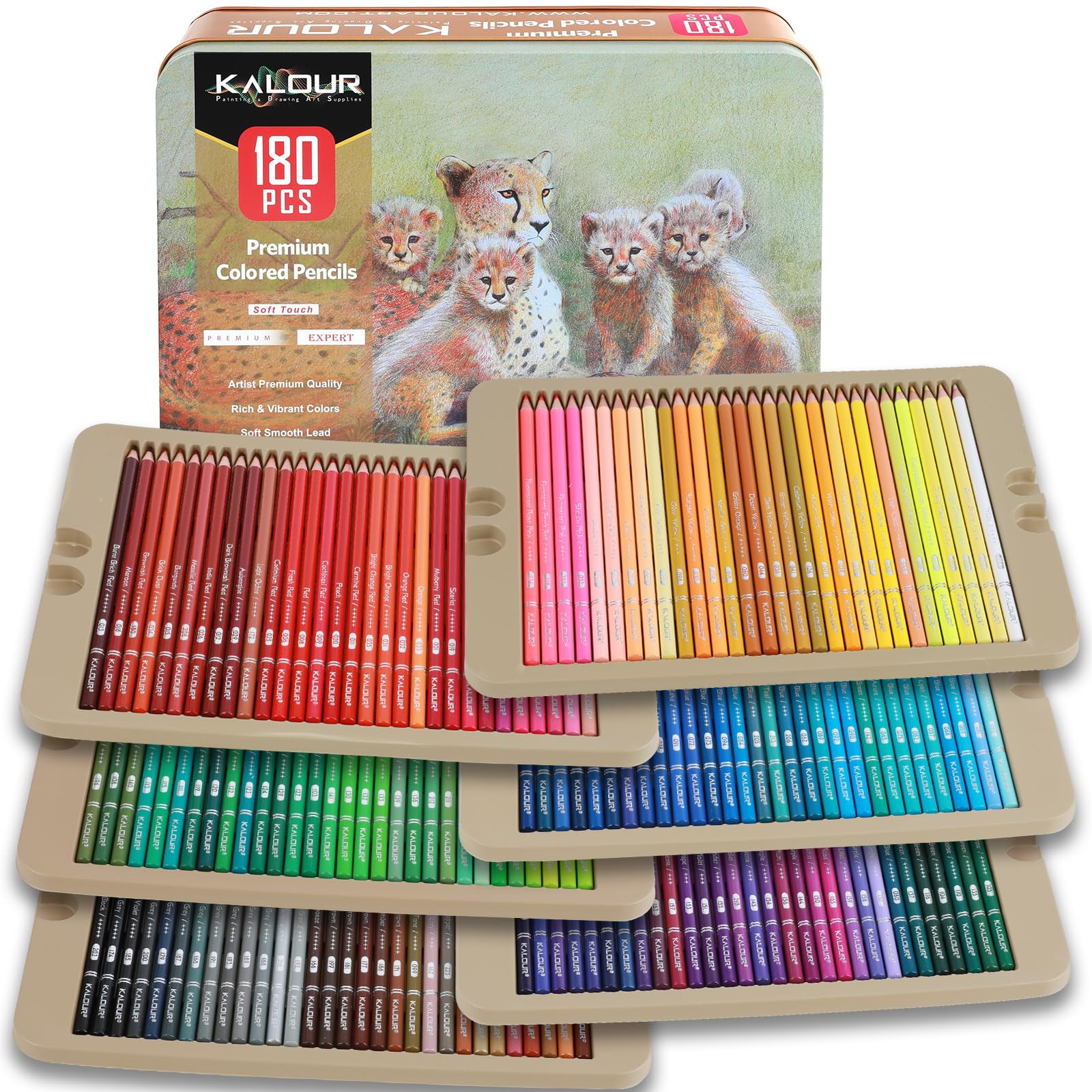KALOUR PDAS 180 Colored Pencil Set for Adults & Rich Pigment Soft Core ...