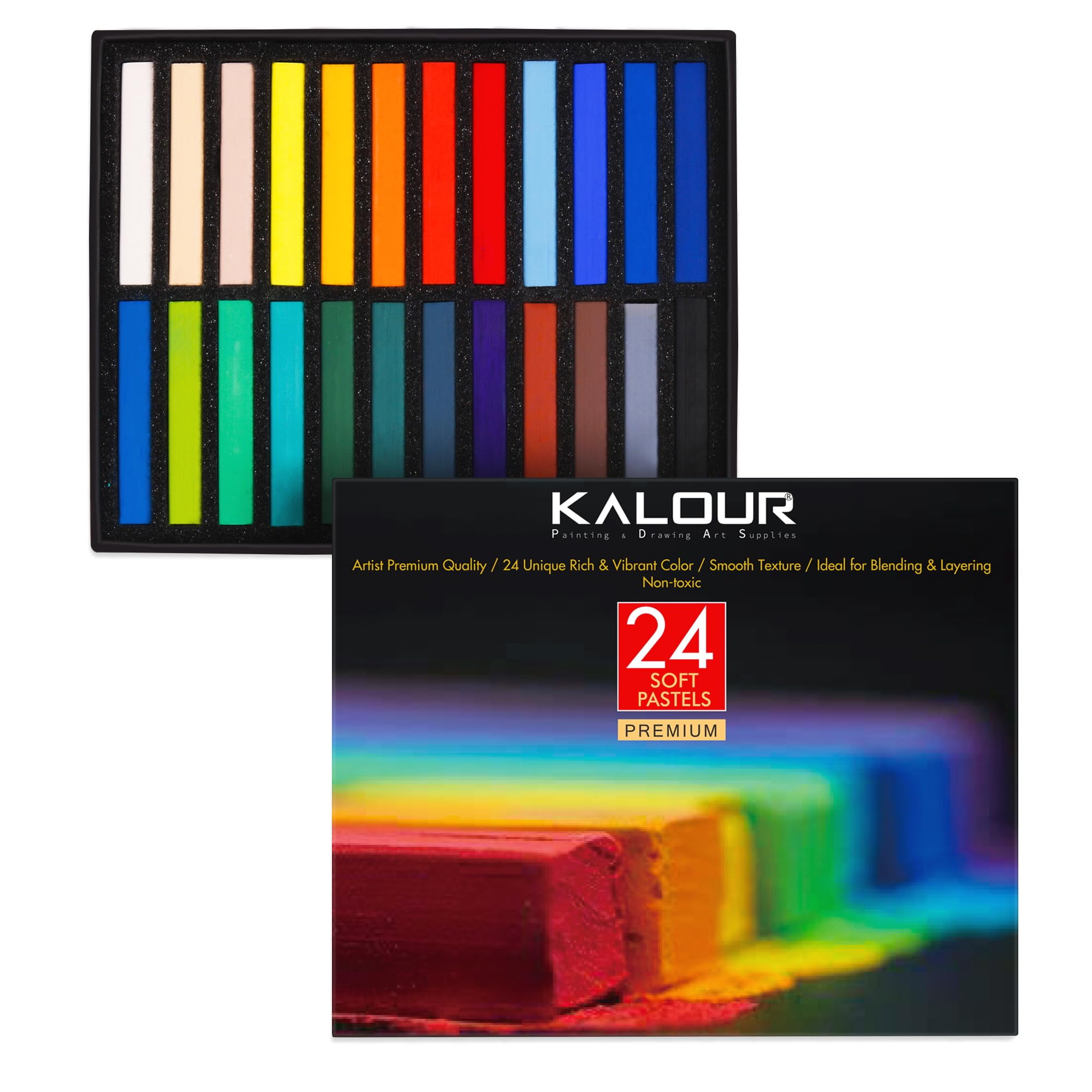 KALOUR Soft for Adults Kids Beginners C3 Pastel for Artists, Set of 24 ...