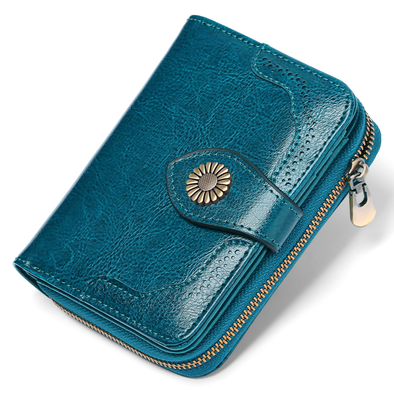 KALUNMA Small Womens Wallet Leather RFID Blocking with Multiple Card ...