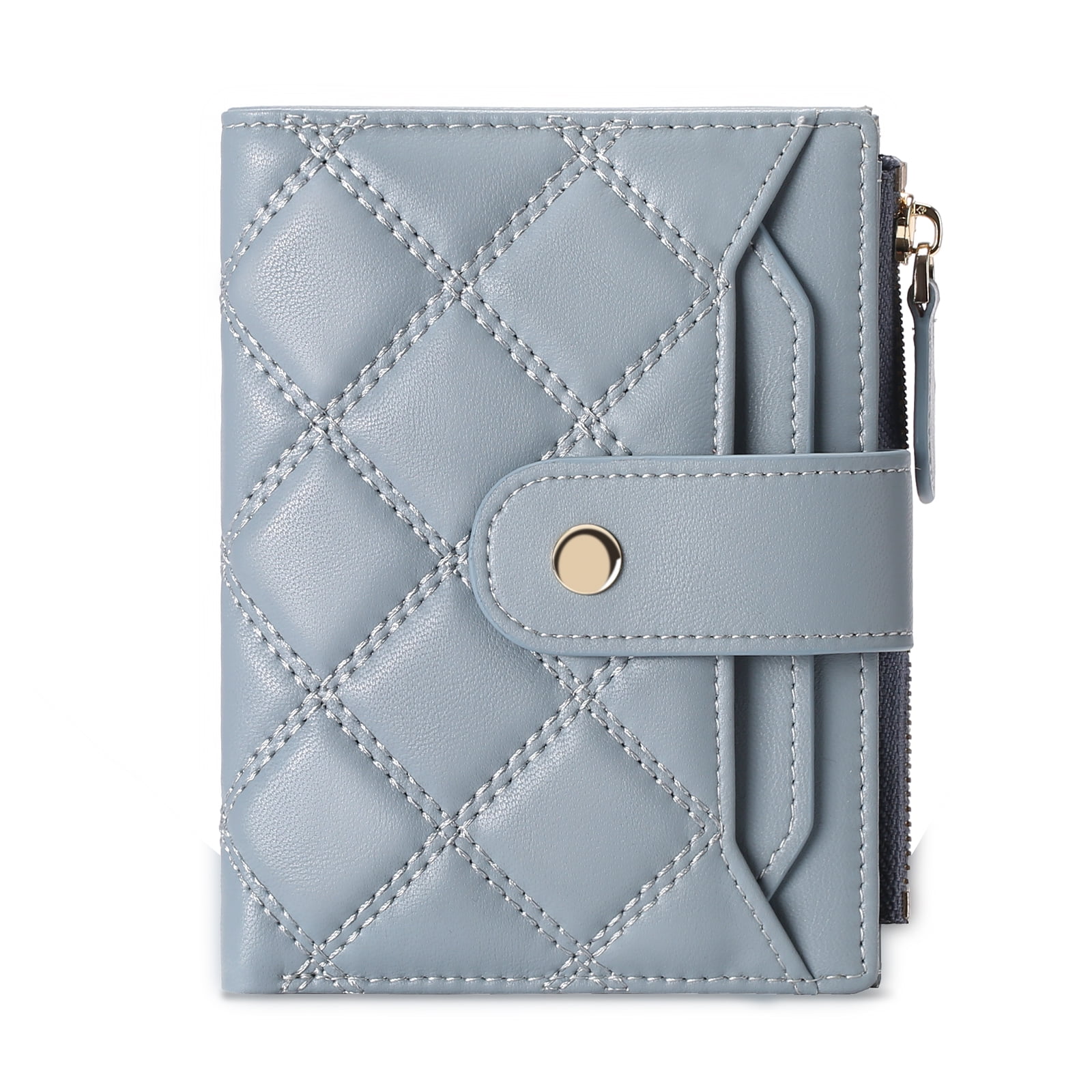 KALUNMA Women's Small Leather RFID Blocking Bifold Zipper Pocket Wallet ...