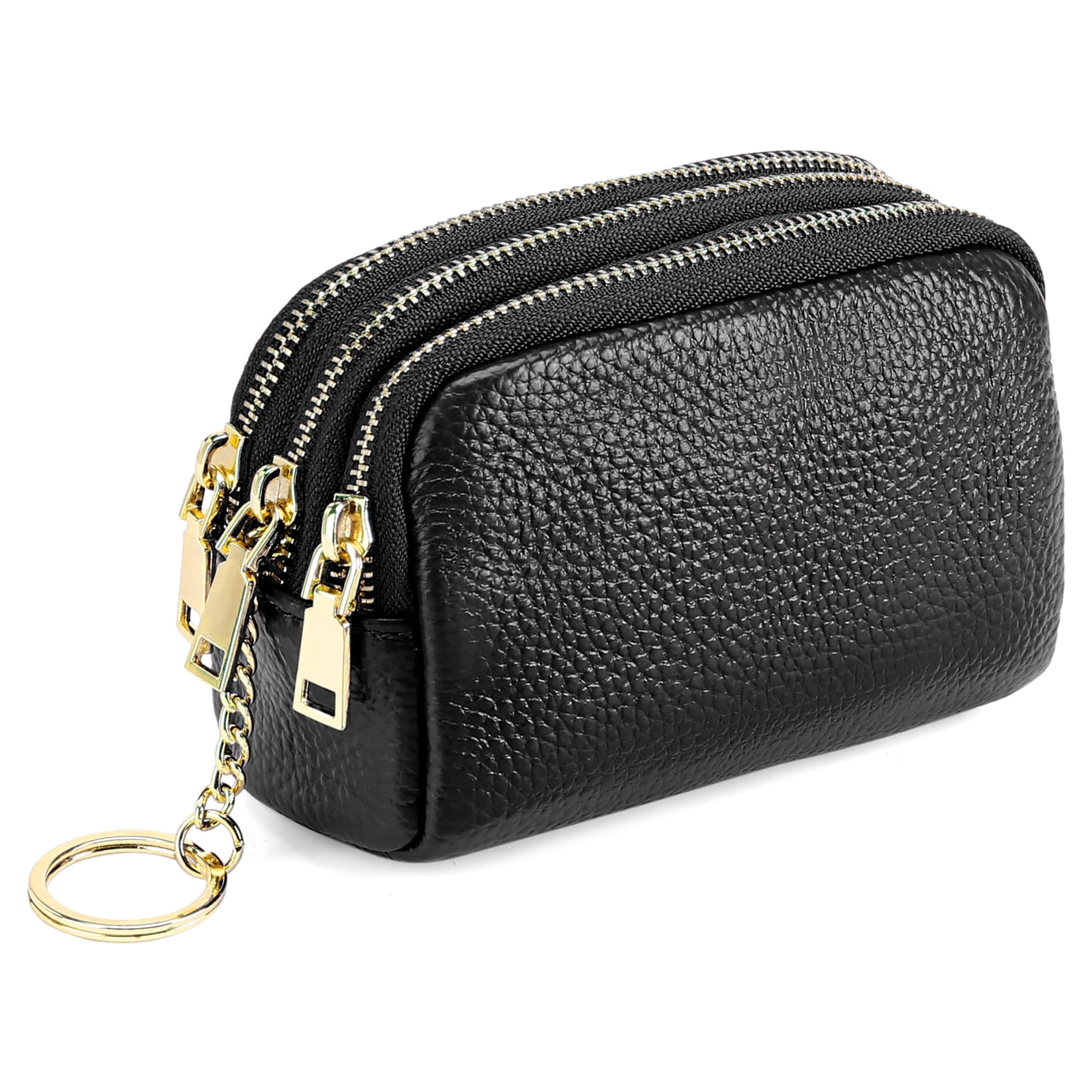 KALUNMA Women's Wallet Triple Zip Around Keychain Wallets RFID Blocking ...