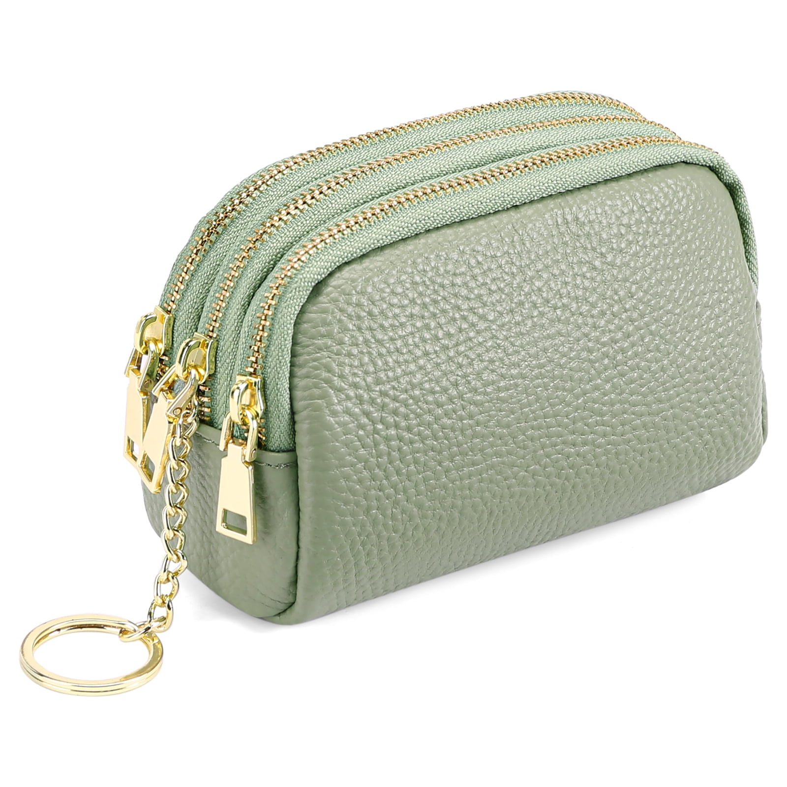 KALUNMA Women's Wallet Triple Zip Around Keychain Wallets RFID Blocking ...