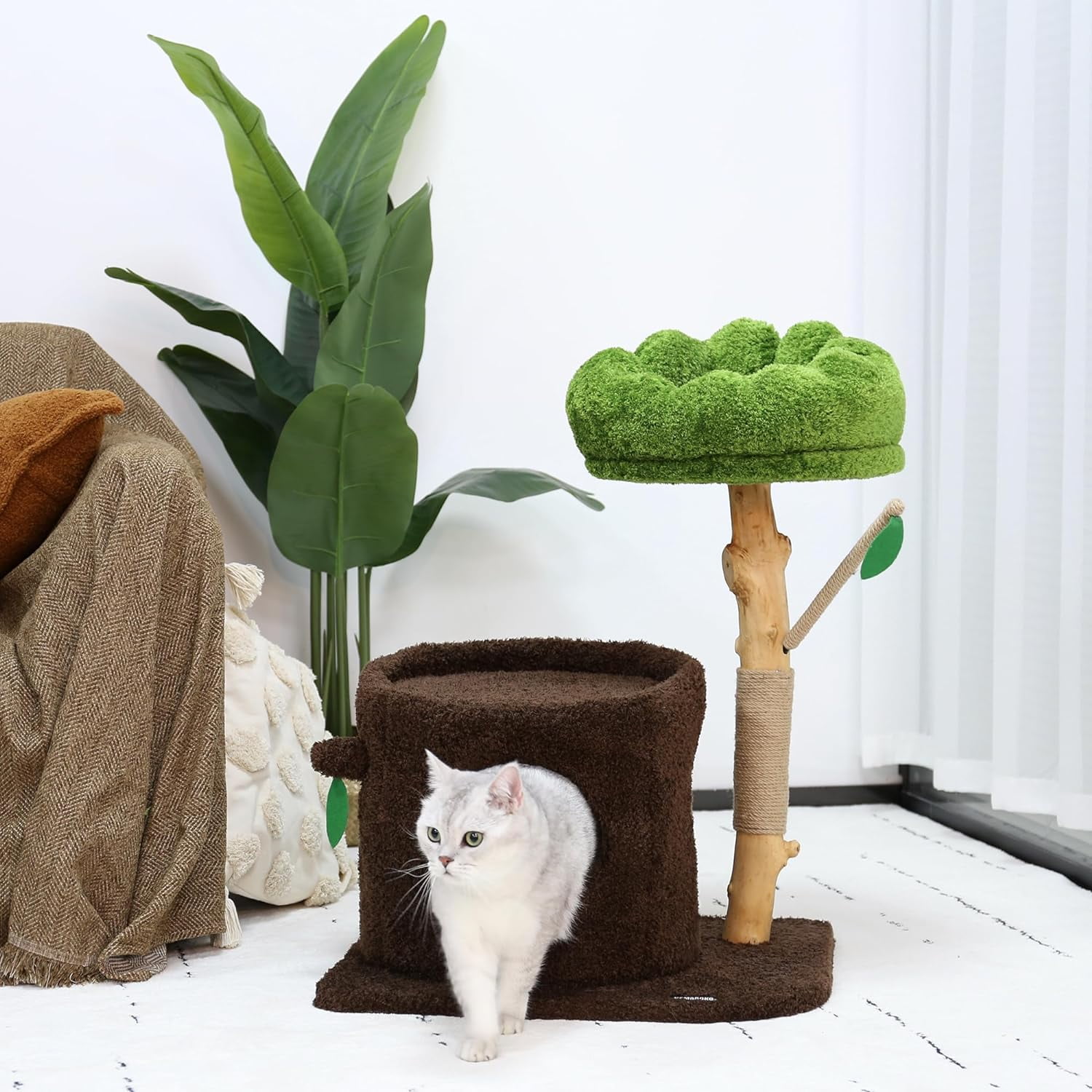 KAMABOKO 30" Cute Cat Tree, Small Cat Tree w/Cat Condo & Removable ...