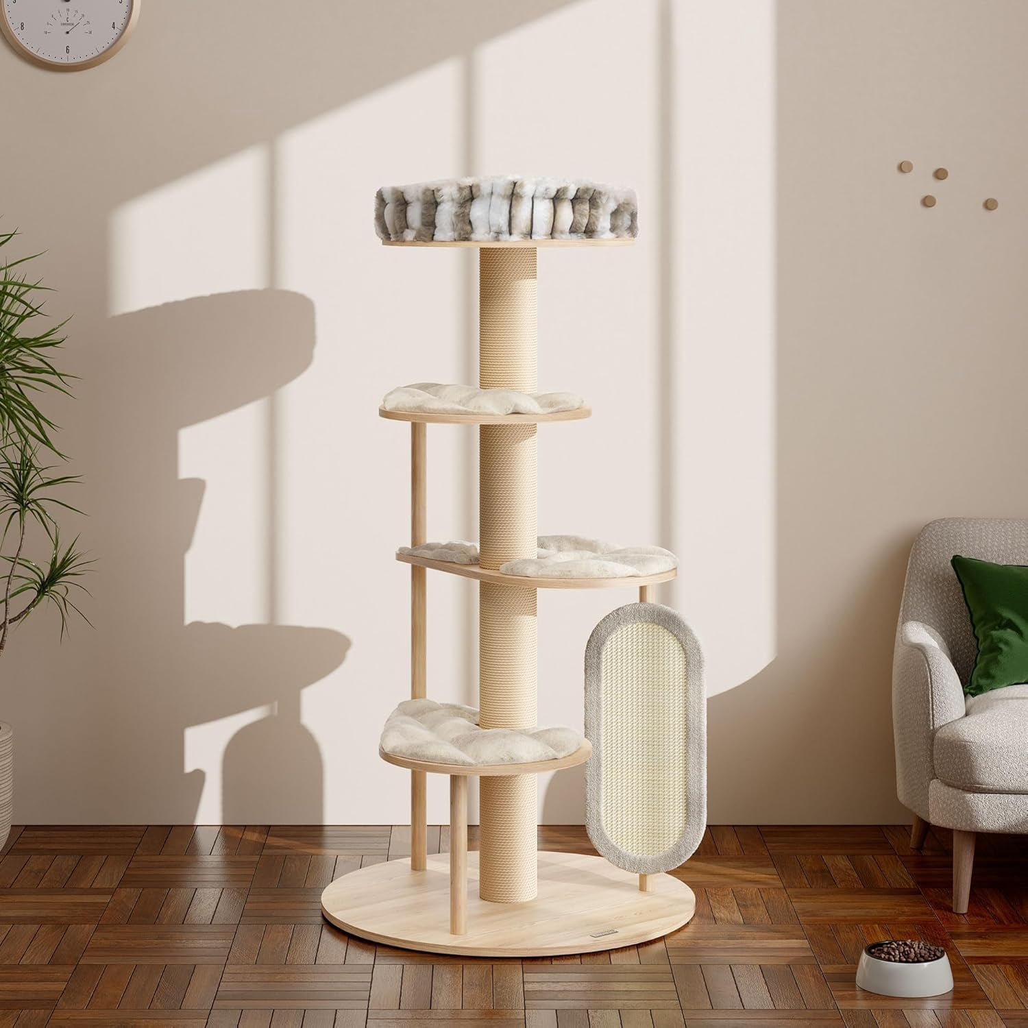 KAMABOKO Modern Cat Tree, 53'' Tall Cat Tower, Cat Tree for Indoor Cats ...