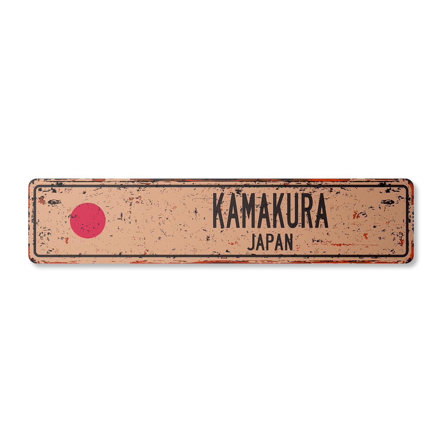 KAMAKURA JAPAN Vintage Aluminum Street Sign Japanese flag city country ...