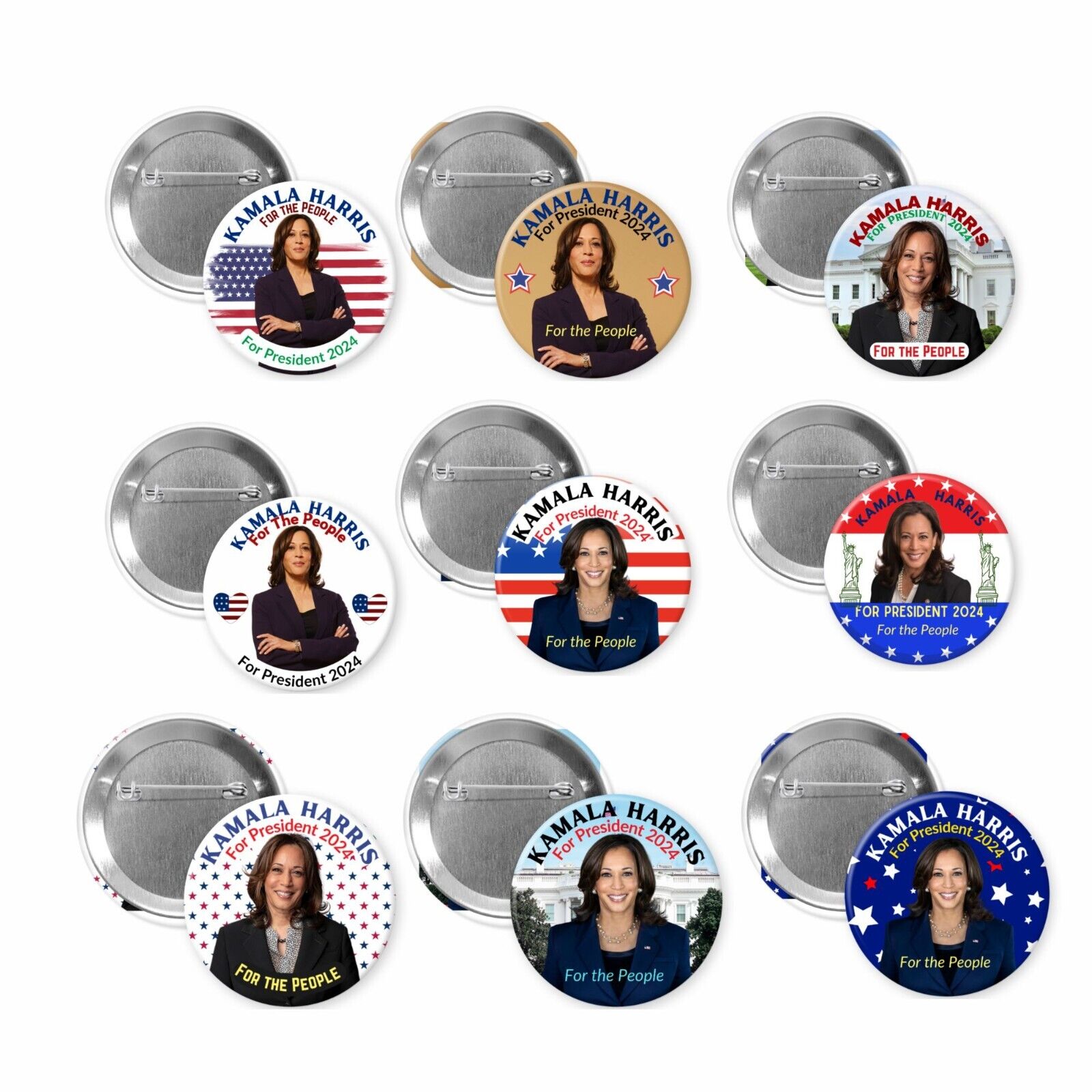 KAMALA HARRIS 2024 Election Campaign Pin Buttons 2.25" (Set of 9 ...