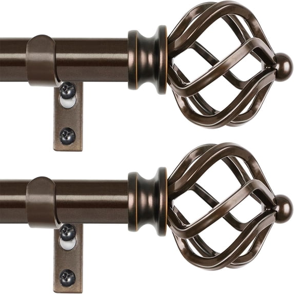 2 Pack Curtain Rods 32 to 86 Inch, Adjustable Single Rod, Bronze | 3/4 ...