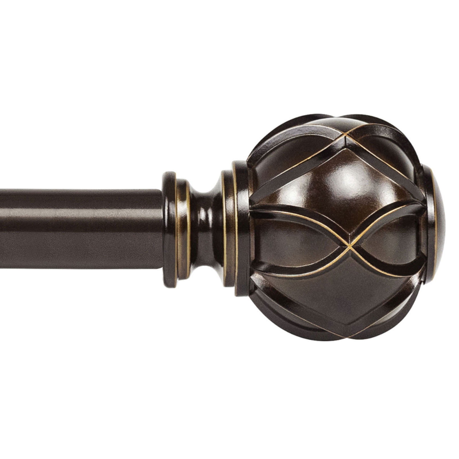 KAMANINA 7/8" Adjustable Single Curtain Rod with Netted Texture Finial ...