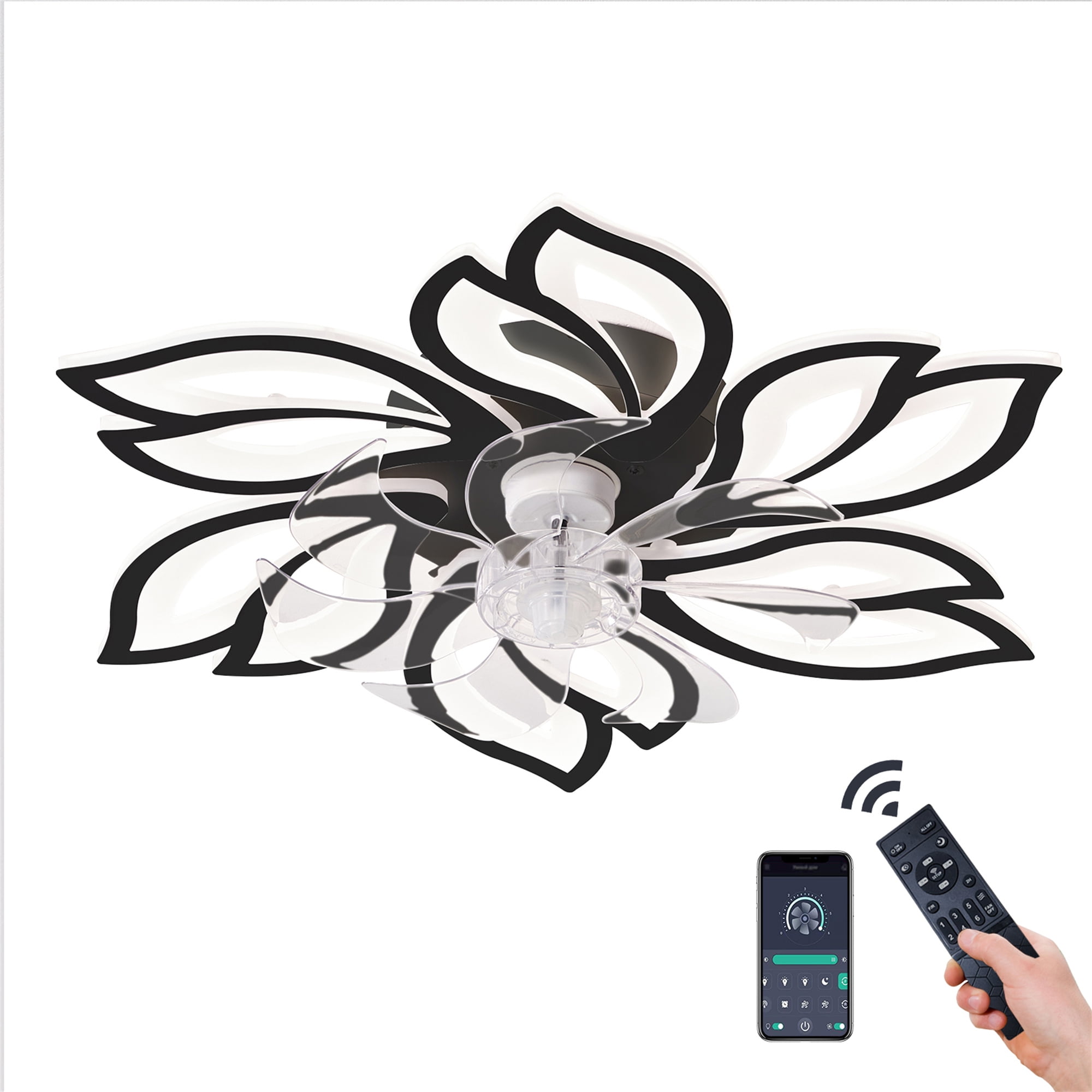 KAMIDA 26" Ceiling Fan with Lights and Remote Control - Smart Low ...