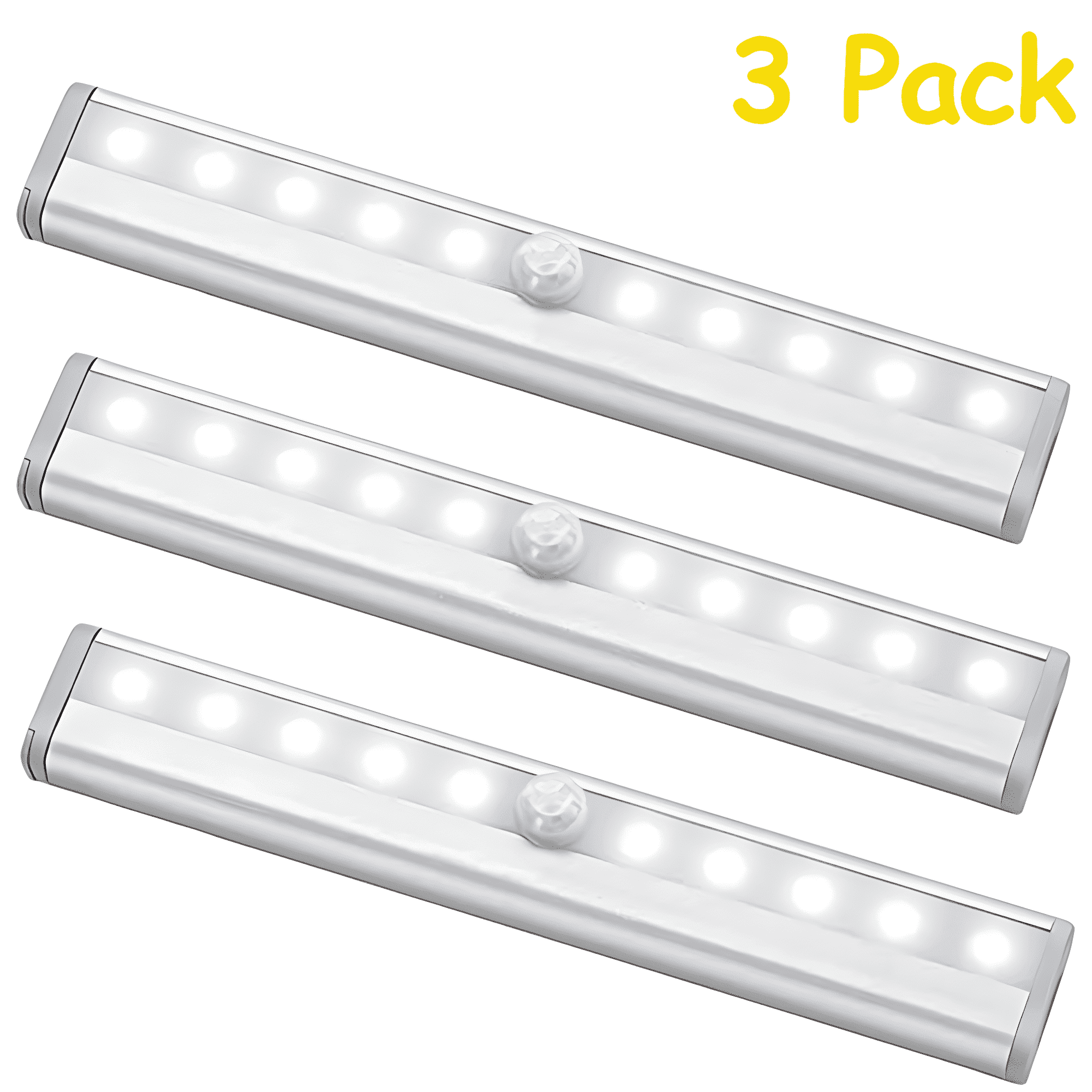KAMIDA 3 Pack Motion Sensor Under Cabinet Lights, Wireless Battery ...