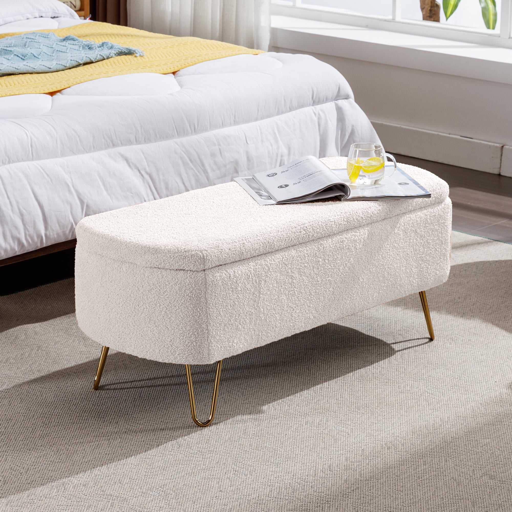 KAMIDA 39" Ottoman with Storage, Modern Storage Bench for Bedroom ...