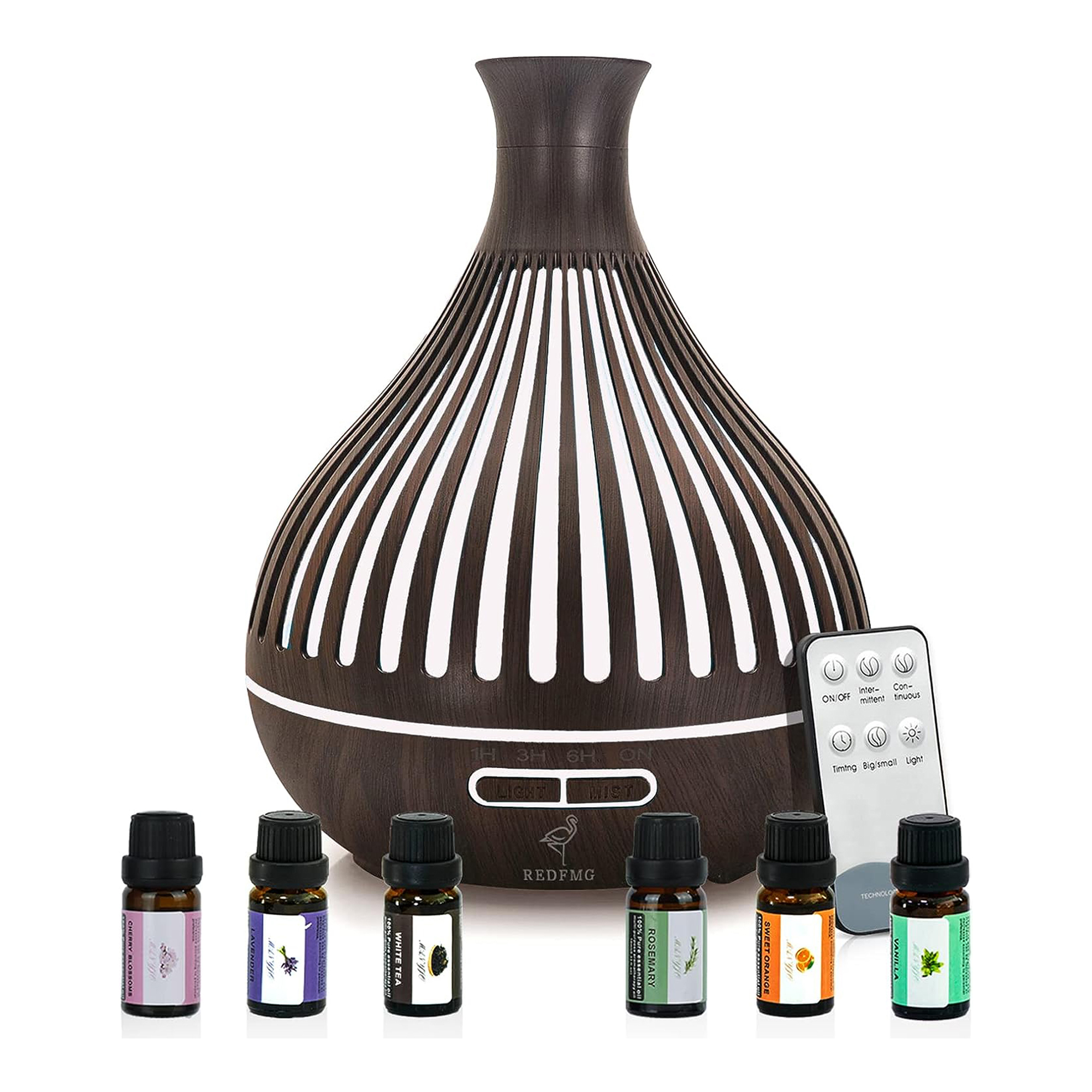 Ultrasonic Essential Oil Diffuser 2 Mist Modes Flame & Volcano Light ...