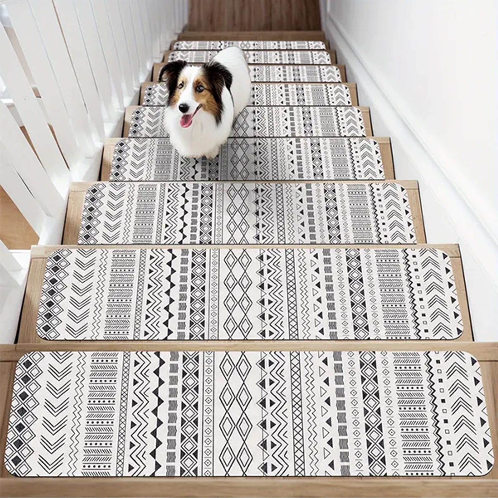 KAMOMA 8" x 30" Non Slip Stair Treads Set of 7, Edging Stair Runner for ...