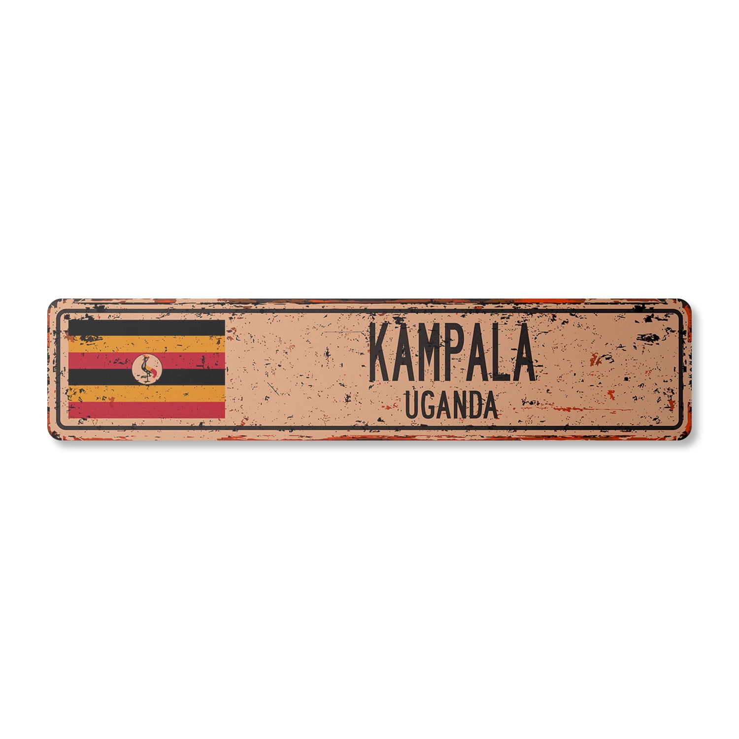 KAMPALA UGANDA Vintage Aluminum Street Sign Ugandan flag city country ...