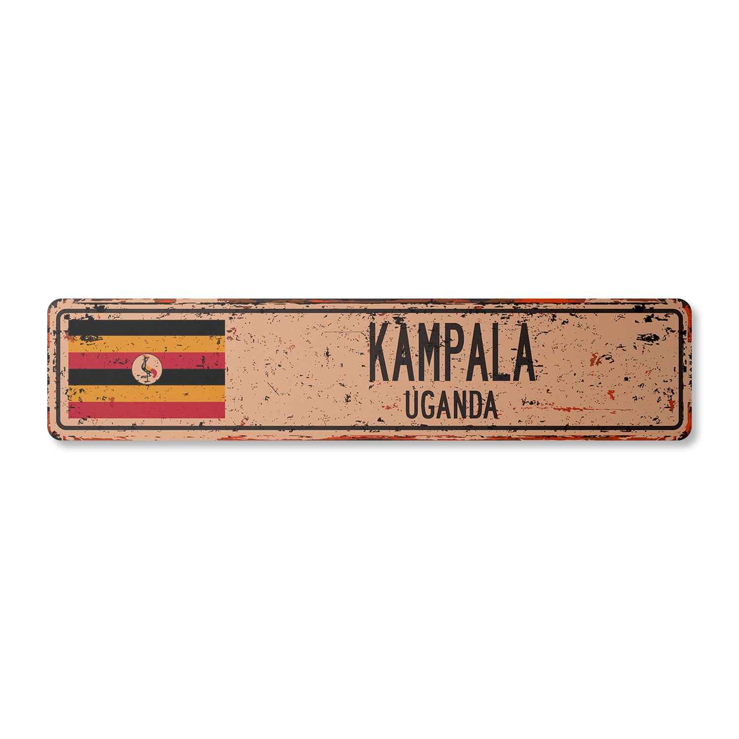 KAMPALA UGANDA Vintage Plastic Street Sign Ugandan flag city country ...