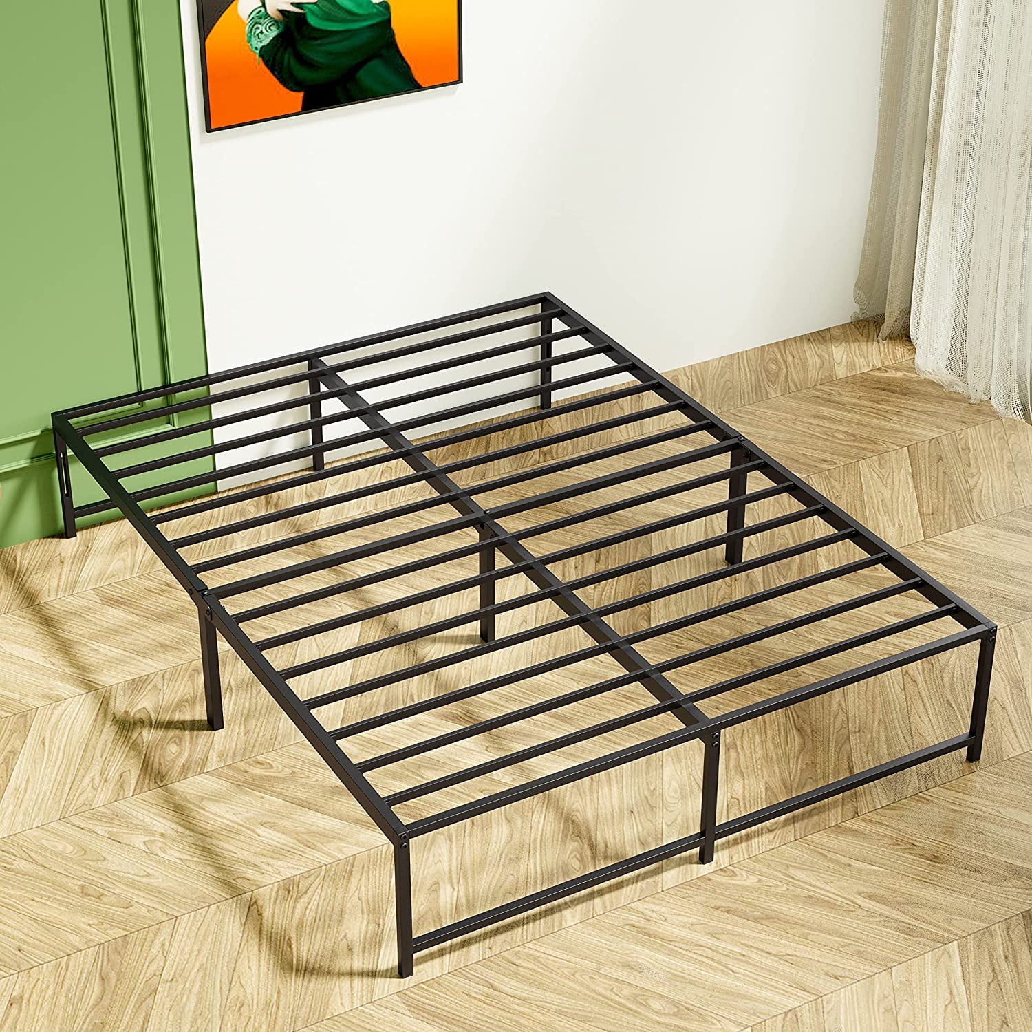KAMPKEEPER Metal Bed Frame Queen,14 Inch Bed Frame Queen Size,Queen ...