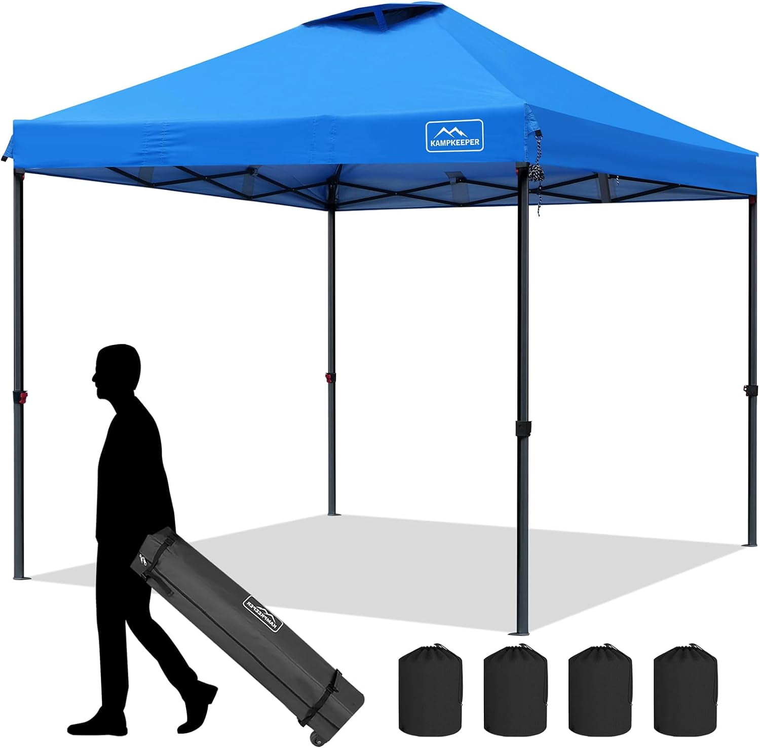 KAMPKEEPER Pop up Canopy Tent, 3 Adjustable Height with Wheeled ...