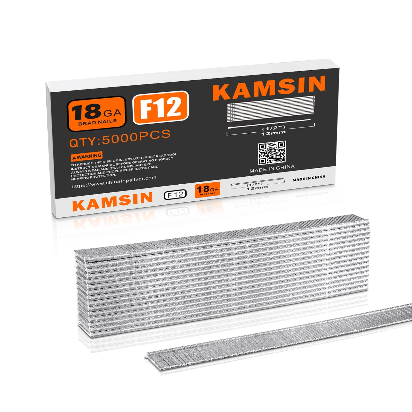 KAMSIN 18 Gauge Brad Nails, 1/2-Inch Length, Galvanized, Chisel Point ...