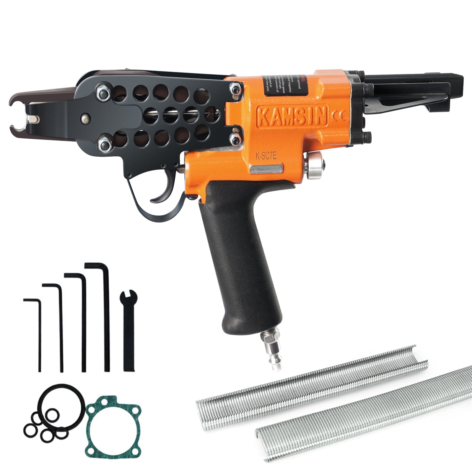 KAMSIN Hog Ring Gun SC7E 15 Gauge Pneumatic Long Nose Kit with 1000 pcs ...