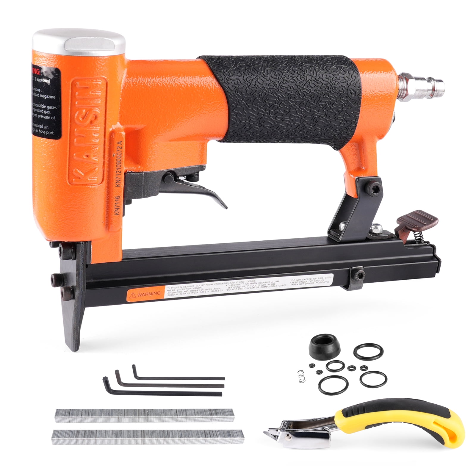 KAMSIN KN7116 22 GA Pneumatic Upholstery Staple Gun, 3/8" Crown 3/16 ...