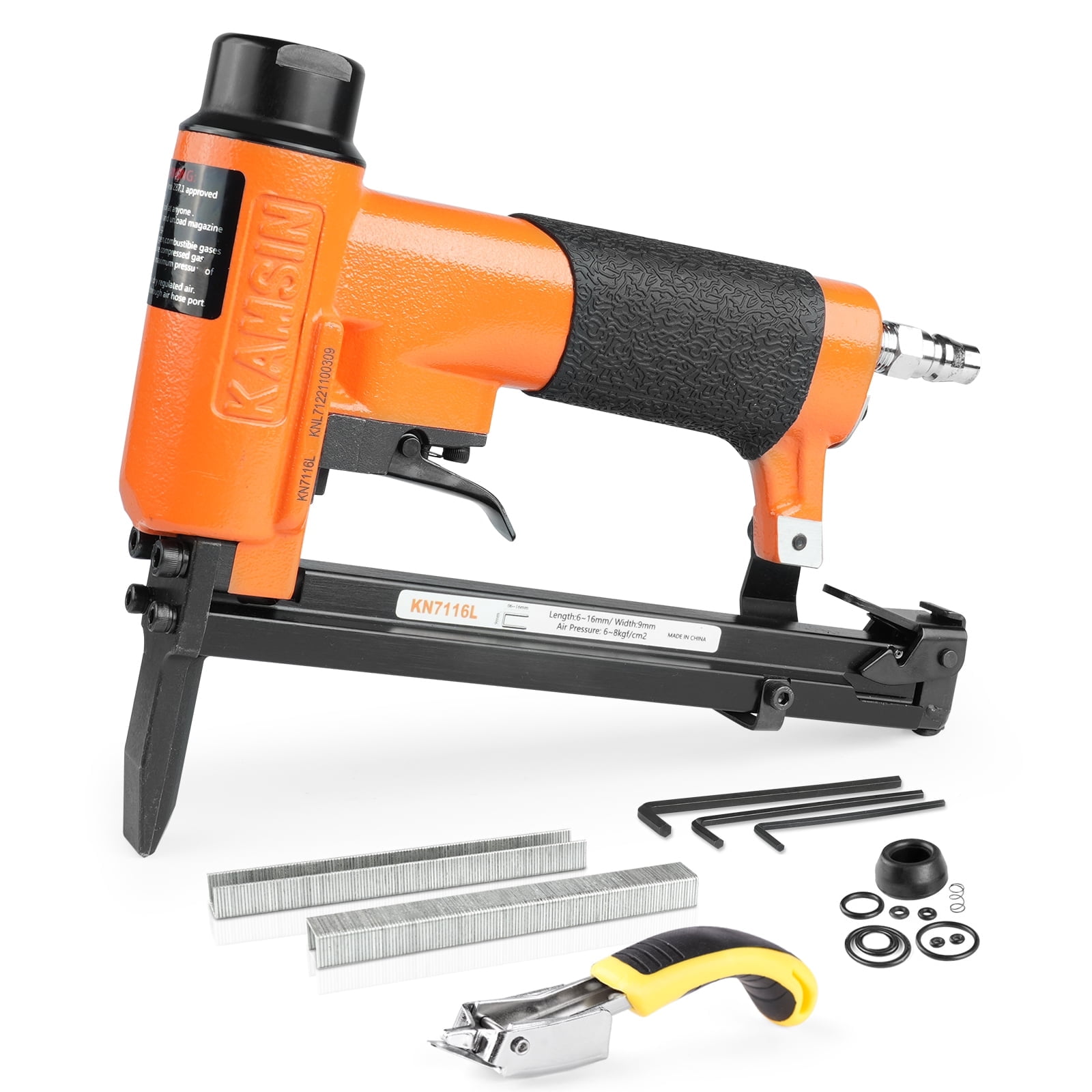 KAMSIN KN7116L 22 GA Pneumatic Upholstery Stapler with Long Nose, Fits ...