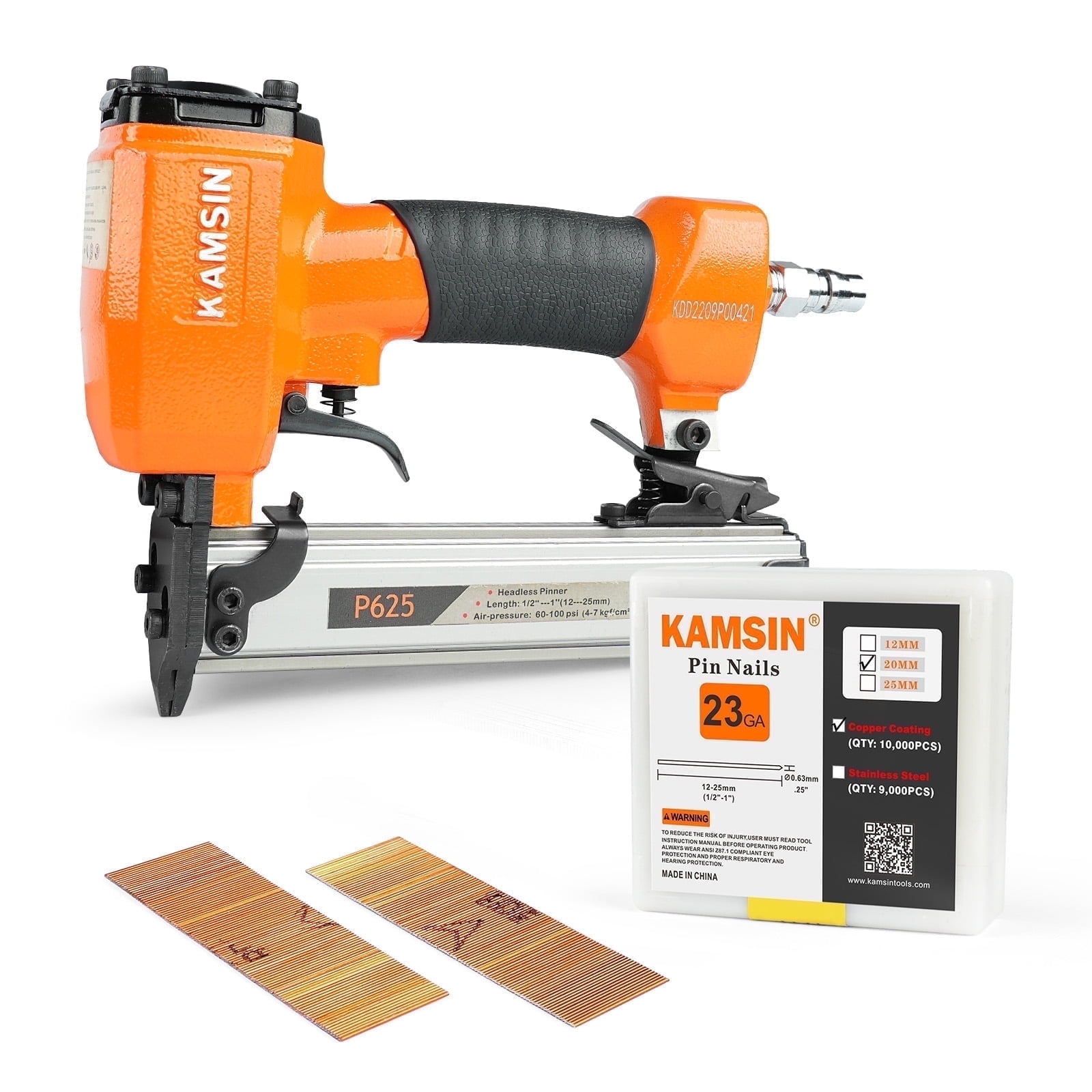 KAMSIN Pneumatic Brad Nailer P625 23Gauge Crown Stapler with 10000PCS ...