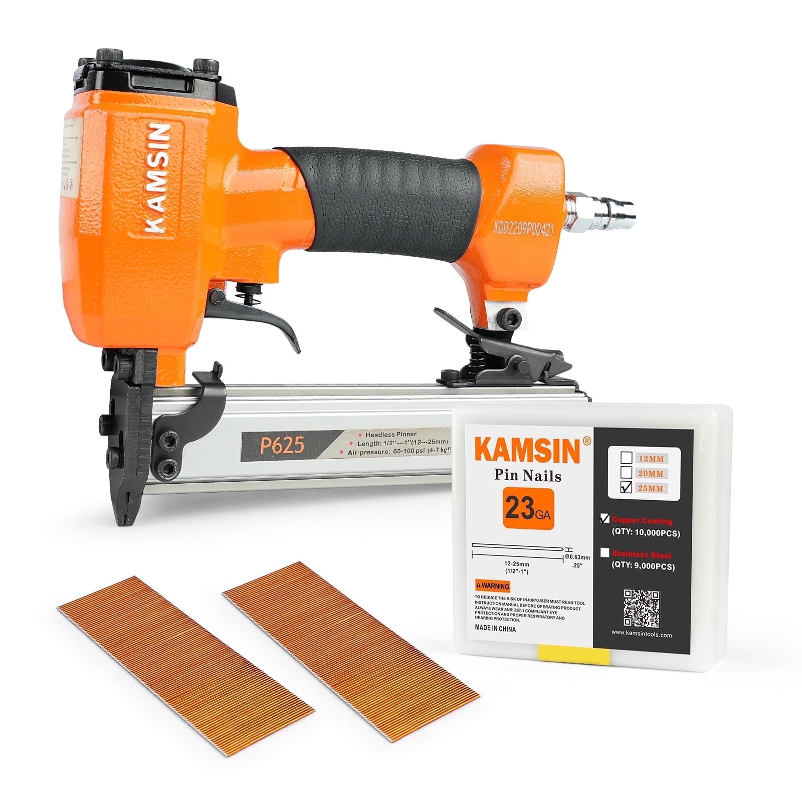 KAMSIN Pneumatic Brad Nailer P625 23Gauge Crown Stapler with 10000PCS ...