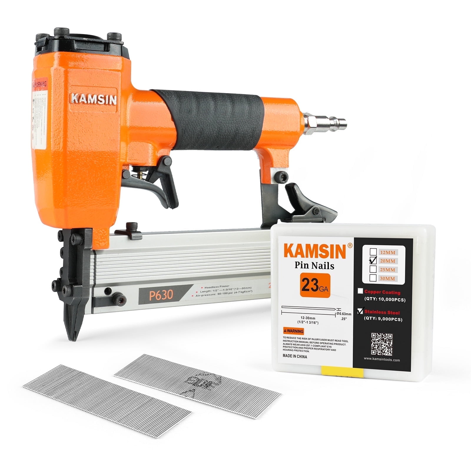 KAMSIN Pneumatic Brad Nailer P630 with 9000PCS/Box 25mm stainless steel ...