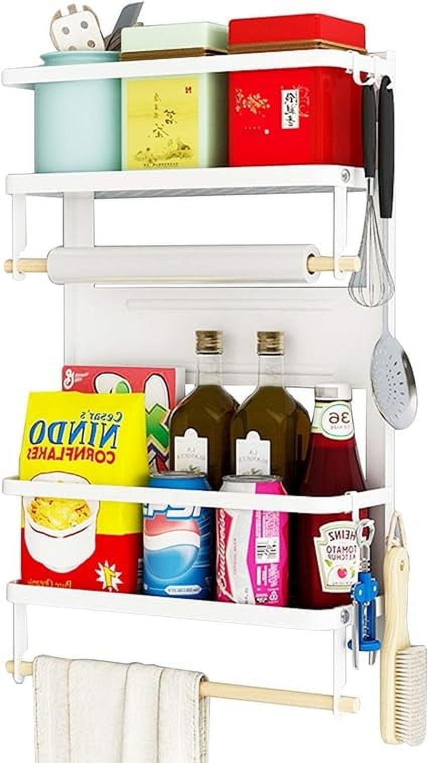KAMUGO Magnetic Refrigerator Shelf ,4 Tier Spice Rack for Kitchen ...
