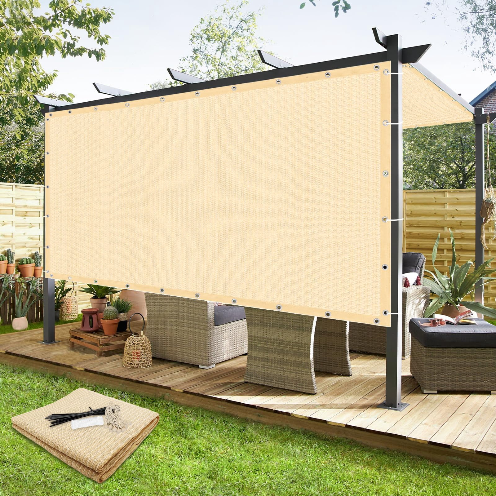 KANAGAWA 90% Sun Shade Cloth 12'X 20' Outdoor Pergola Shade Cover ...