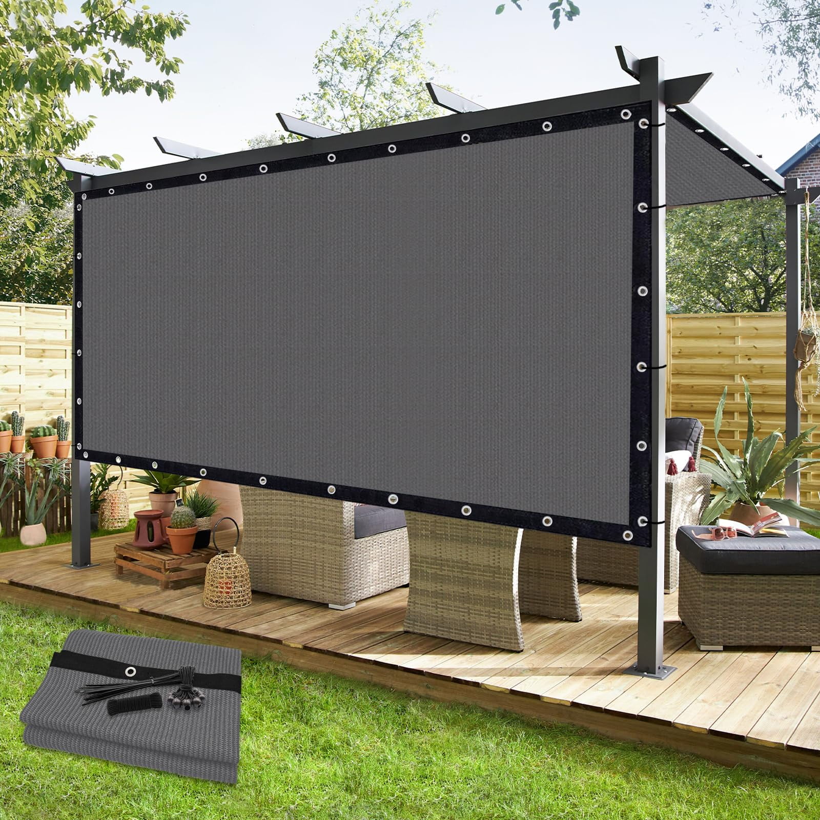 KANAGAWA 90% Sun Shade RRF12 Cloth 8'X 10' Outdoor Pergola Shade Cover ...