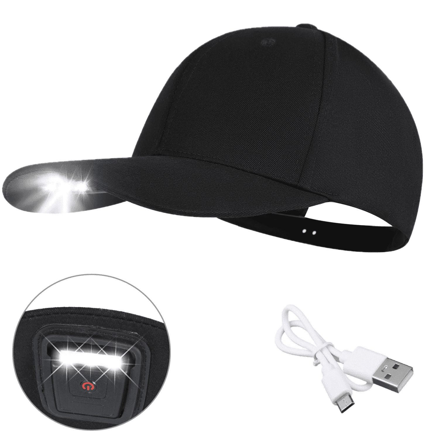 KANCOKIT Baseball Cap with Light Built in, USB Rechargeable Adjustable ...