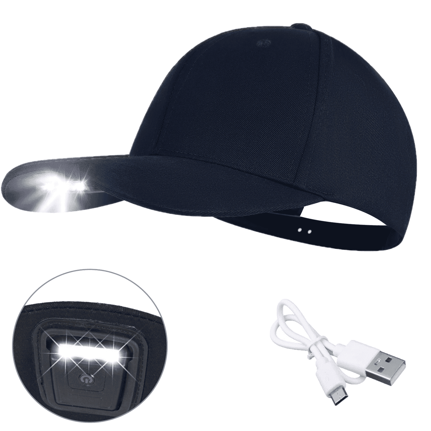 KANCOKIT Baseball Cap with Light Built in, USB Rechargeable Adjustable ...