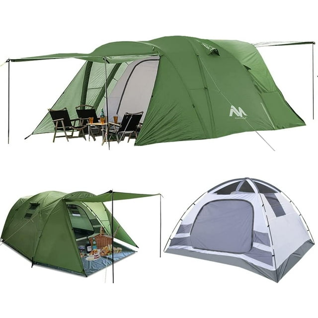 KANCOKIT Camping Tents for 6-8 Person with 2 Porch, Double Layer ...