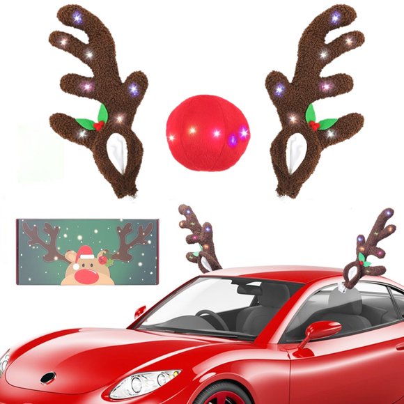 Reindeer Car Antlers and Holiday Decorations for Festive Cars