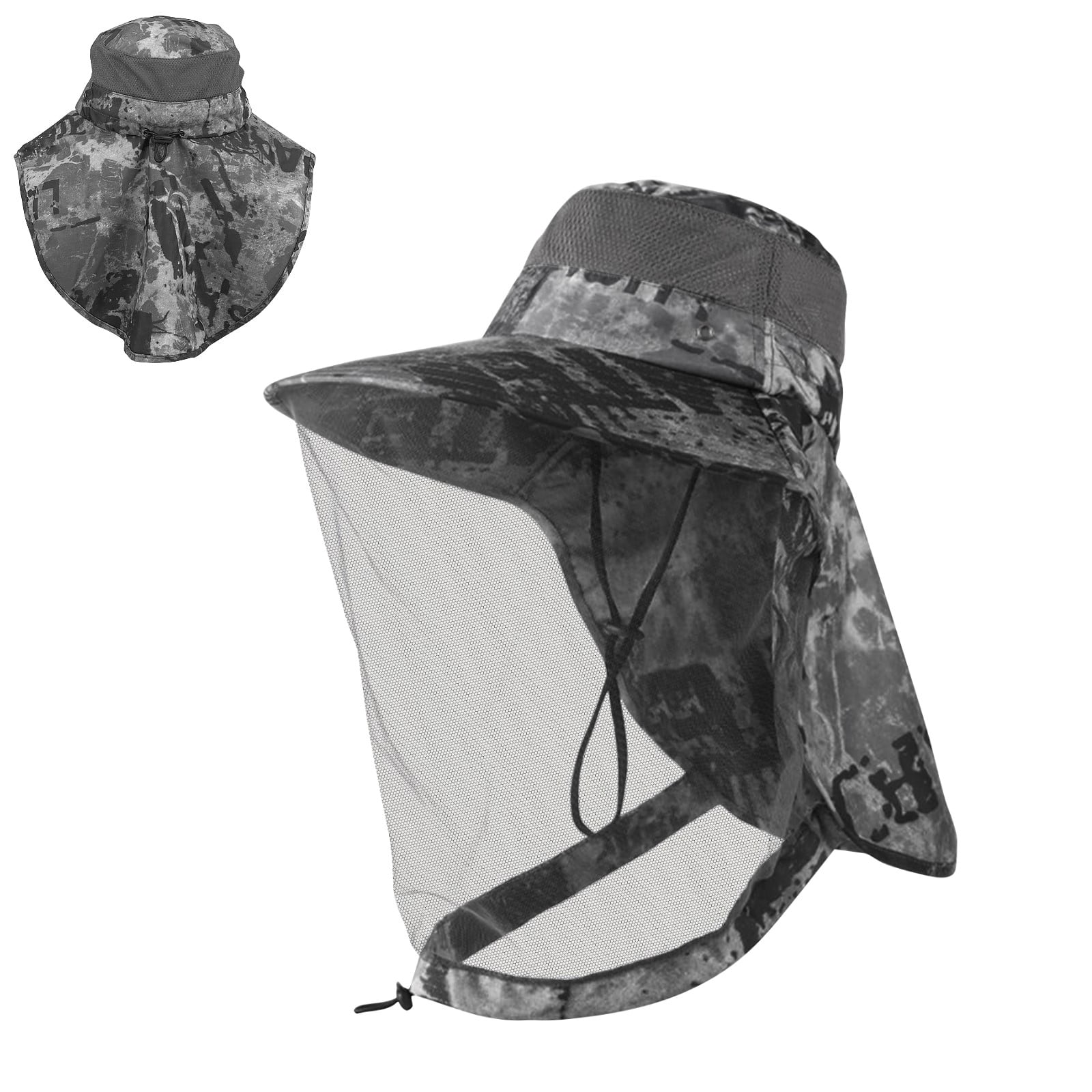 KANCOKIT Mosquito Head Net Hat with Neck Flap, UPF 50+ Wide Brim Sun ...