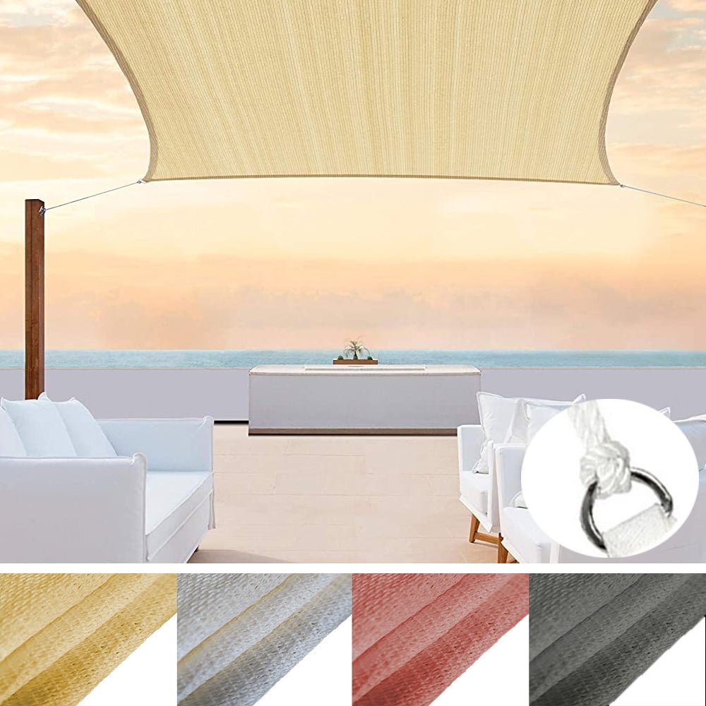 KANCOKIT Outdoor Sun Shade Sail 8' x 12', Tear Resistant Heavy Duty Sun ...