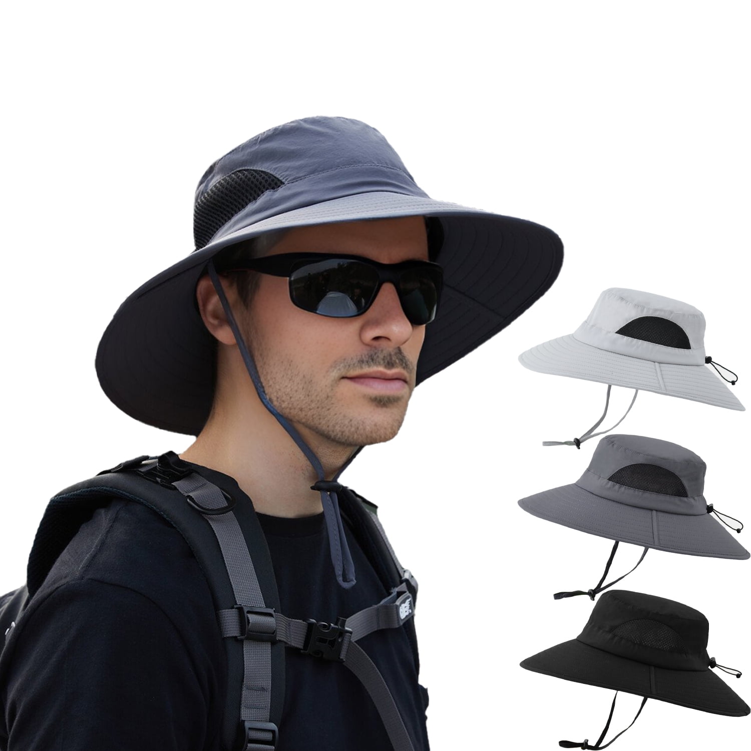 KANCOKIT Sun Bucket Hat for Men Women, Wide Brim Safari Caps UPF 50 ...