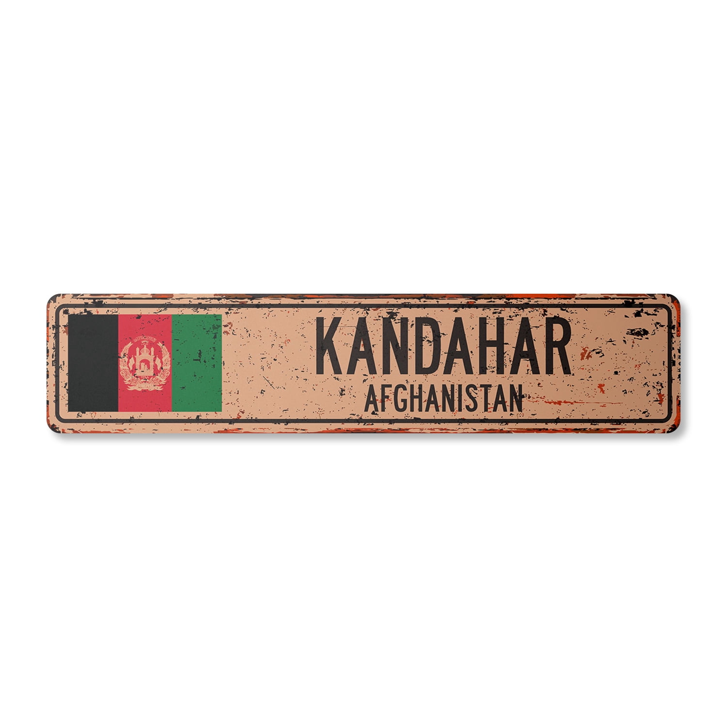 KANDAHAR AFGHANISTAN Vintage Plastic Street Sign Afghani flag city ...