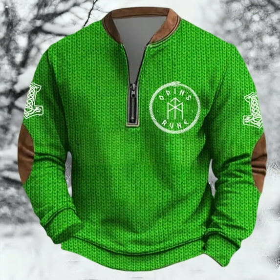 KANG Age Norse Mythology Midweight Pullover Sweater For With Half Zip ...