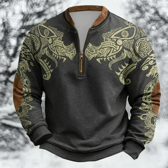 KANG Age Norse Mythology Midweight Pullover Sweater For With Half Zip ...