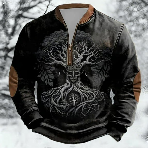 KANG Age Norse Mythology Midweight Pullover Sweater For With Half Zip ...