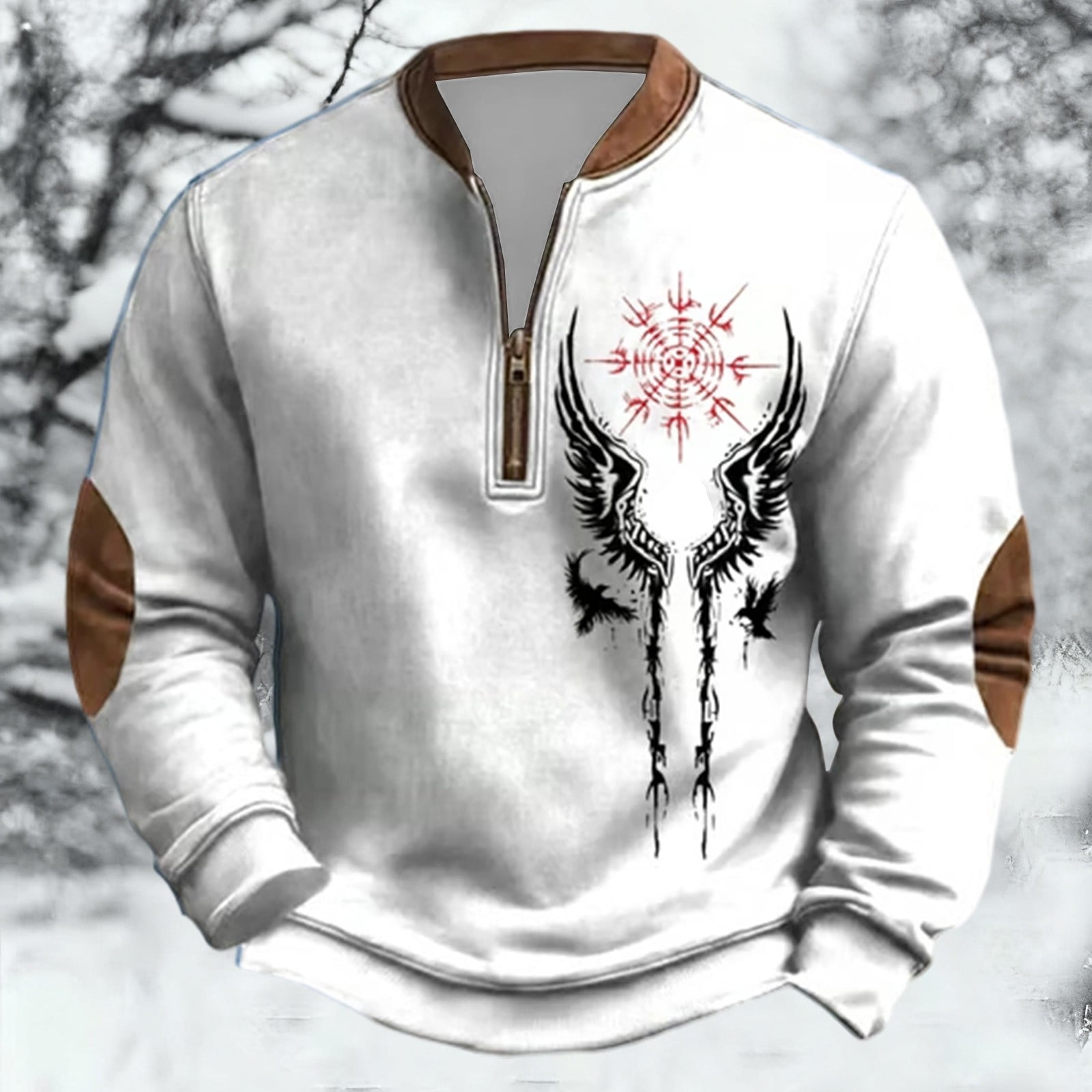 KANG Age Norse Mythology Midweight Pullover Sweater For With Half Zip ...