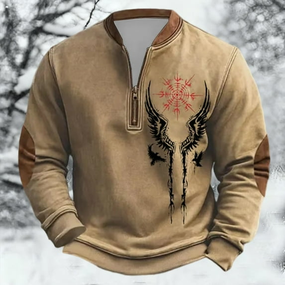 KANG Age Norse Mythology Midweight Pullover Sweater For With Half Zip ...